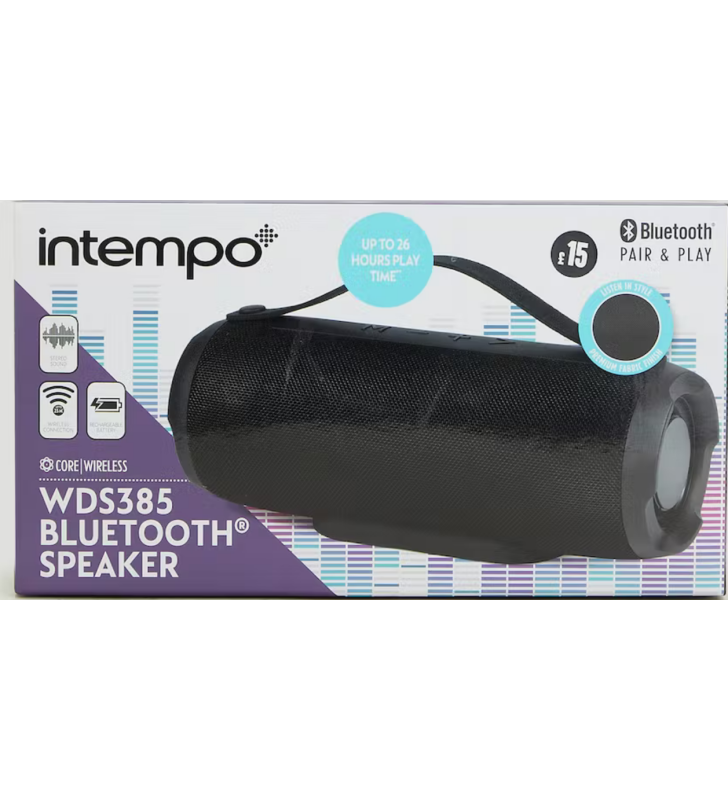 intempo Black Bluetooth Fabric Speaker | Shop In Ireland