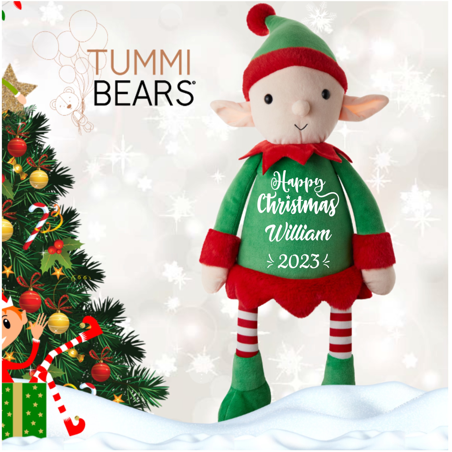 Personalised Christmas Teddy Elf Soft Toy | Shop In Ireland